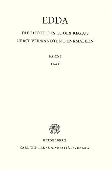 'Edda. Die Lieder des Codex regius nebst verwandten Denkmälern / Text' von '' - Buch - '978-3 ...