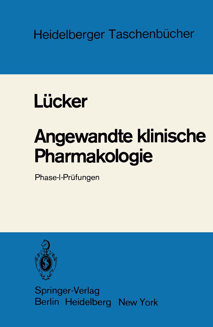 'Angewandte klinische Pharmakologie' von 'P. W. Lücker' - Buch - '978-3-540-11353-9'