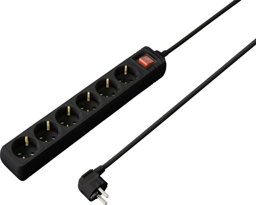 Sygonix SY-4891006 Steckdosenleiste mit Schalter Schwarz Schutzkontakt ...