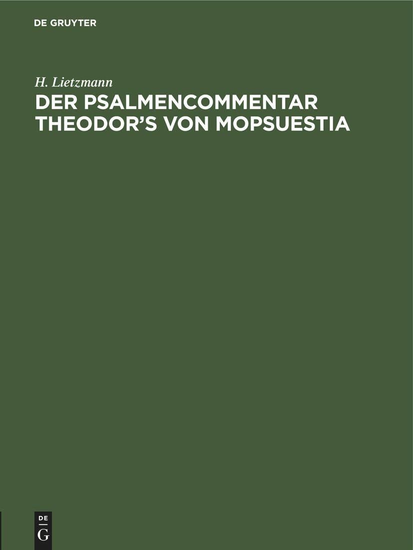 "Der Psalmencommentar Theodor's von Mopsuestia" online kaufen