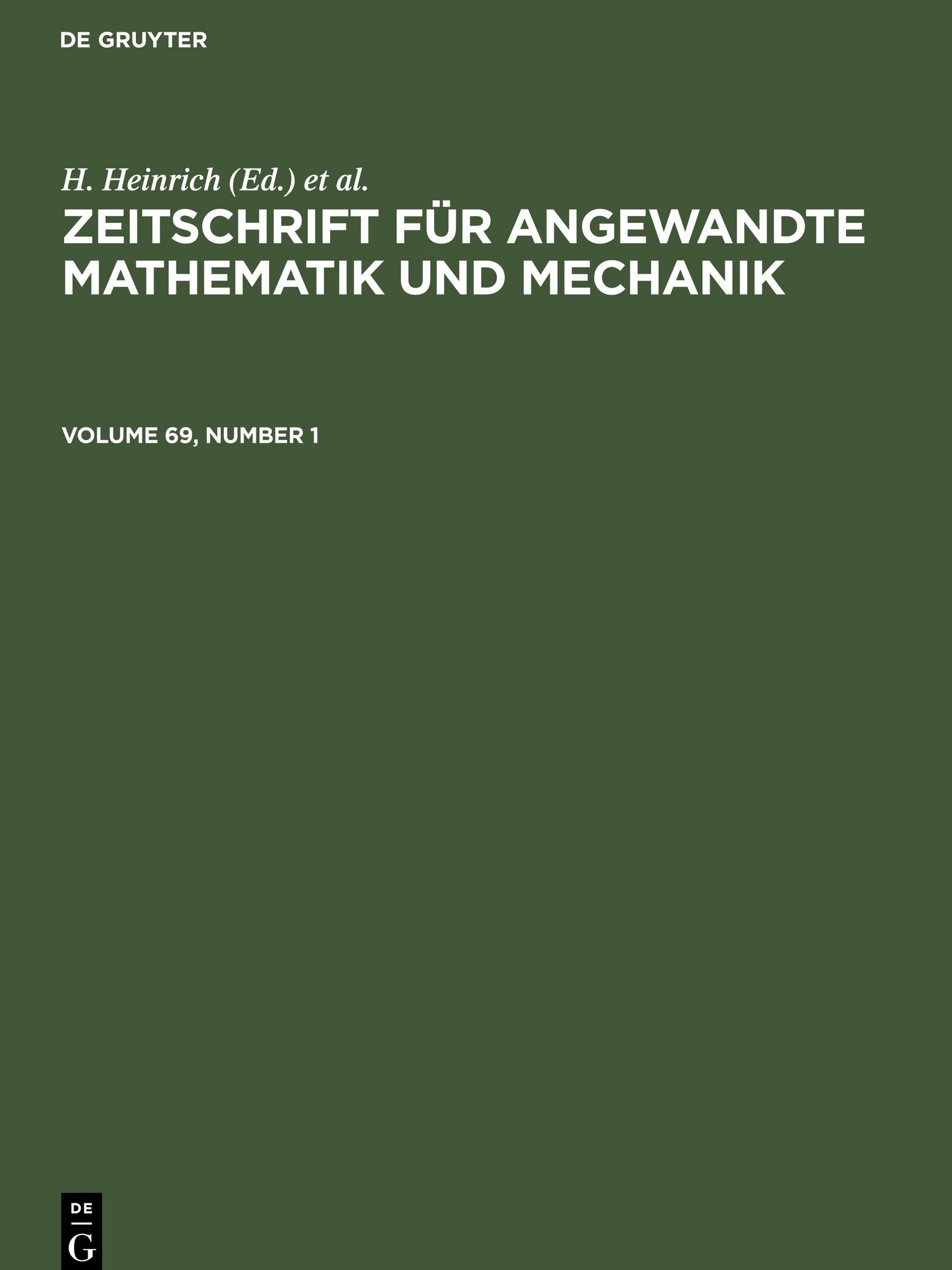 'Zeitschrift für Angewandte Mathematik und Mechanik. Volume 69, Number ...