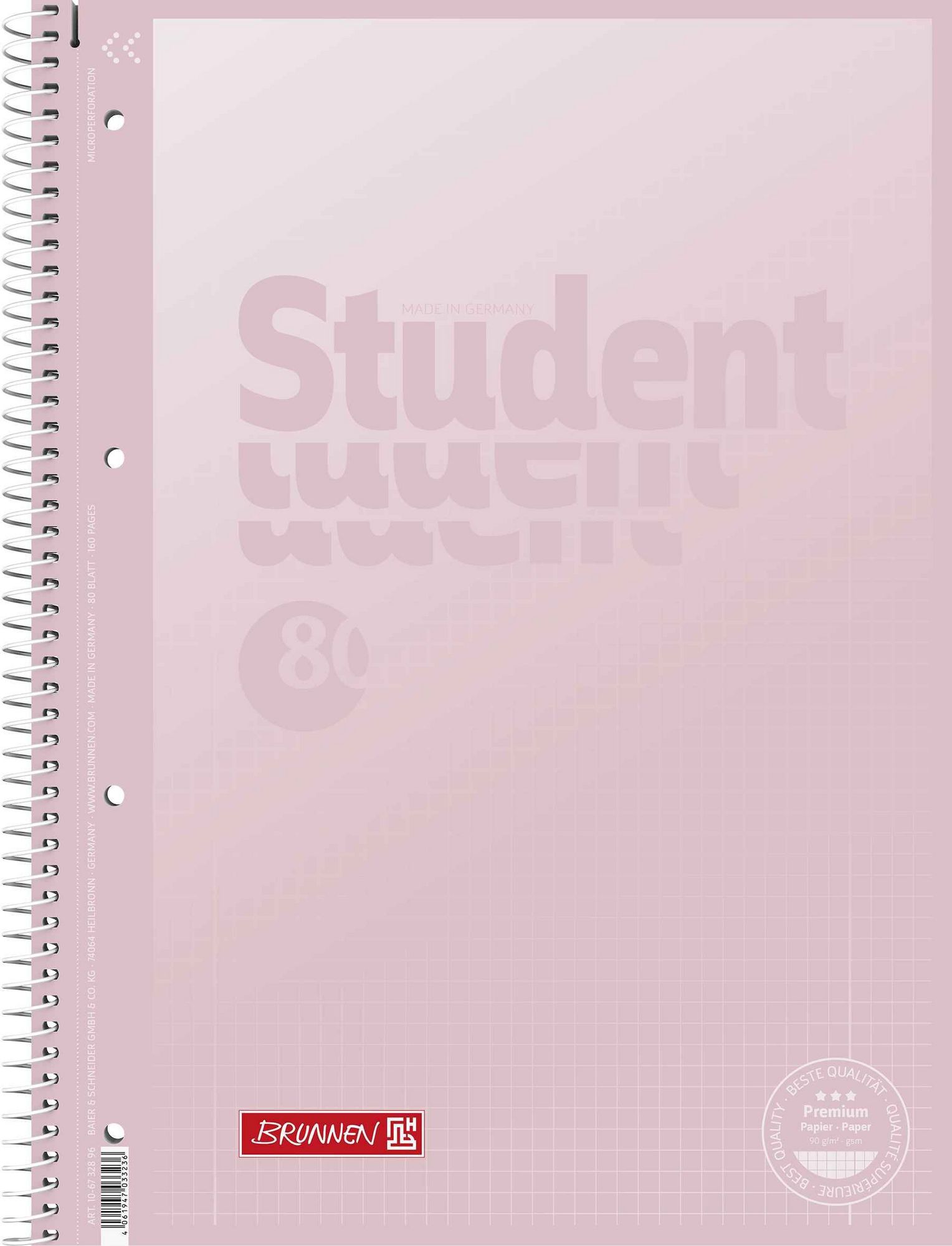 BRUNNEN Collegeblock Premium Student PASTELL, A4 Lineatur 28, 2-fach sortiert - Weiterführende ...