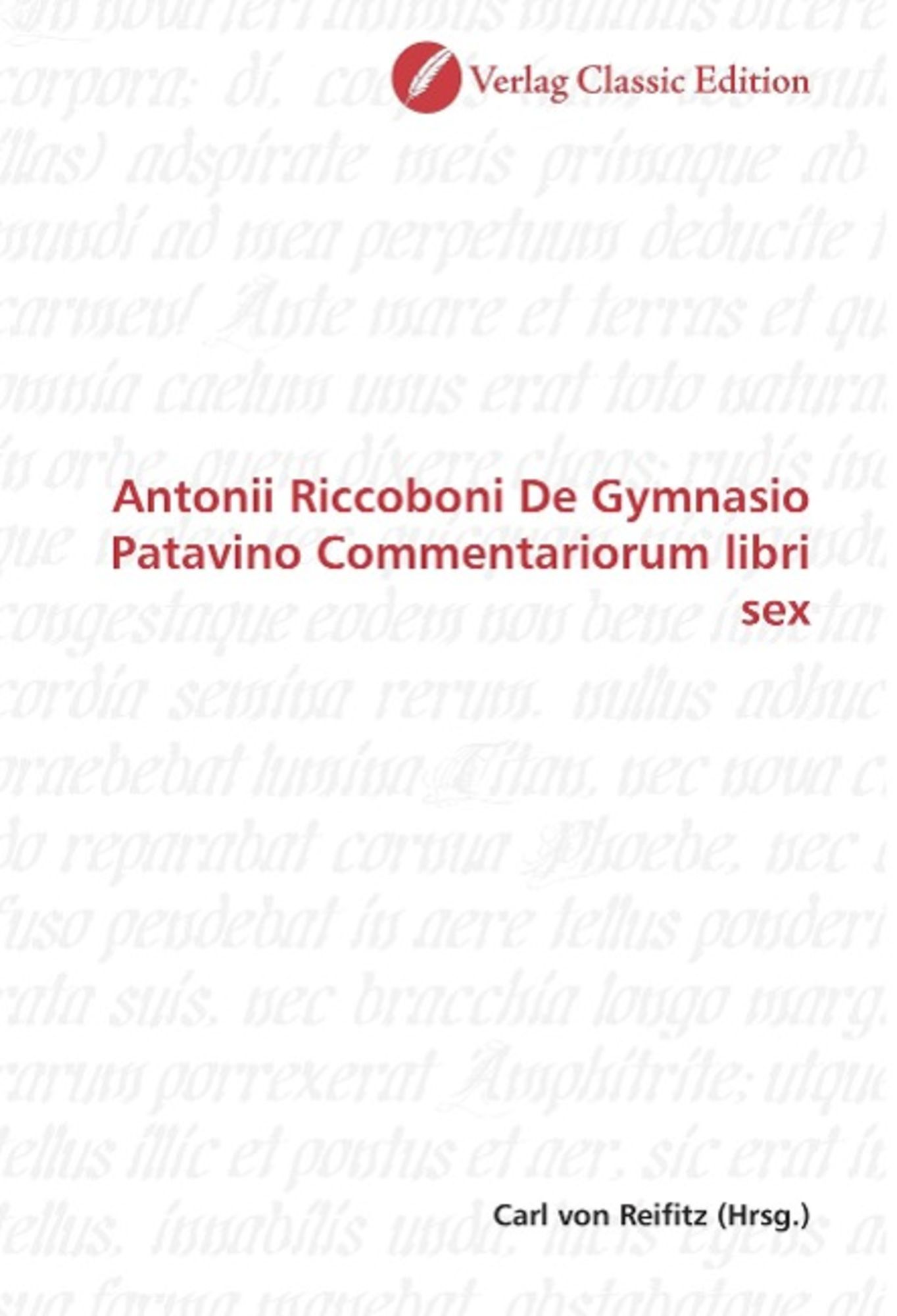 Antonii Riccoboni De Gymnasio Patavino Commentariorum Libri Buch Thalia