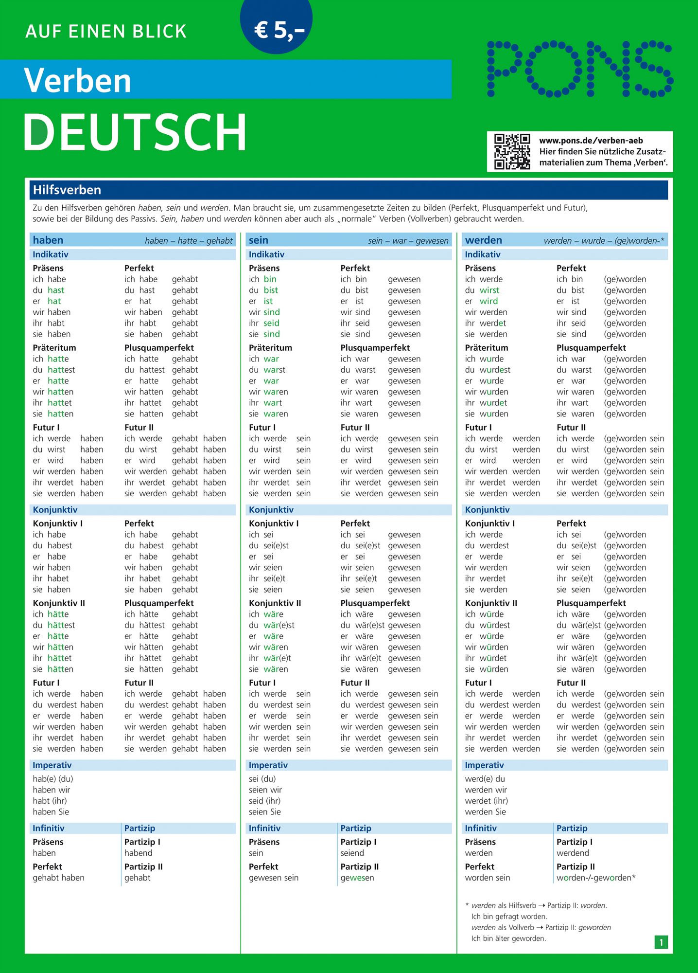 'PONS Verben auf einen Blick Deutsch' - 'Grammatik & Rechtschreibung ...