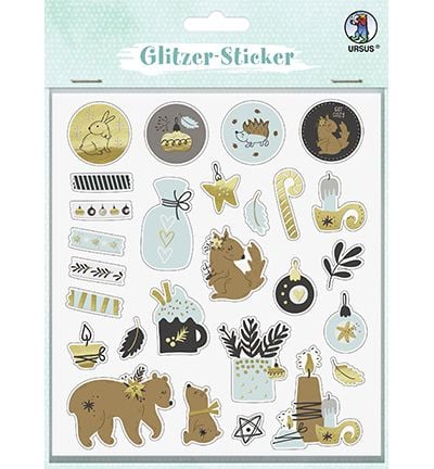 URSUS Dekorationsartikel Glitzer-Sticker, Winter