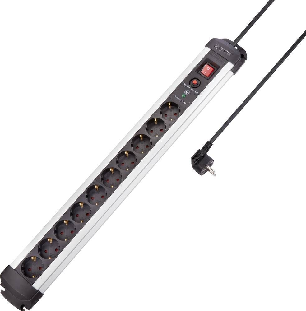 Sygonix SY-4755616 Überspannungsschutz-Steckdosenleiste Silber, Schwarz ...