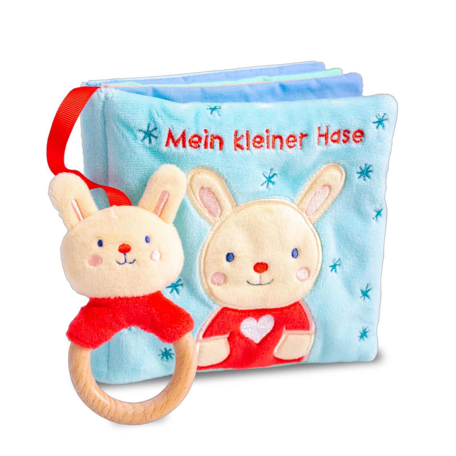 "Mein liebstes Kuschelbuch mit echtem Holzbeißring. Mein kleiner Hase ...