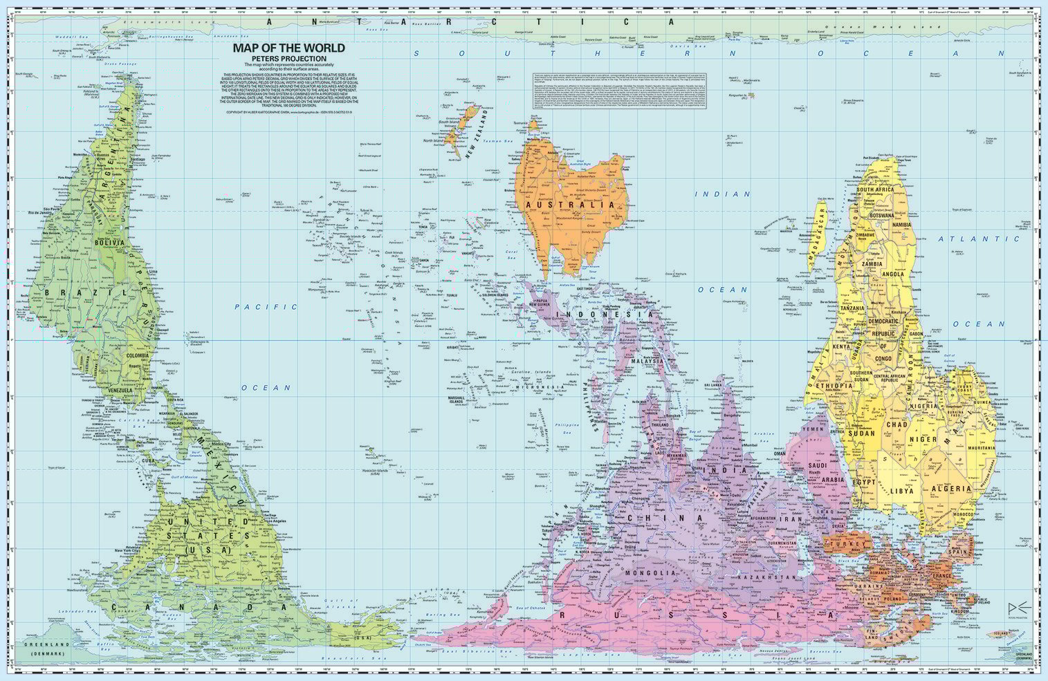 'Peters Map of the World' von 'Arno Peters' - 'Landkarte (gerollt ...