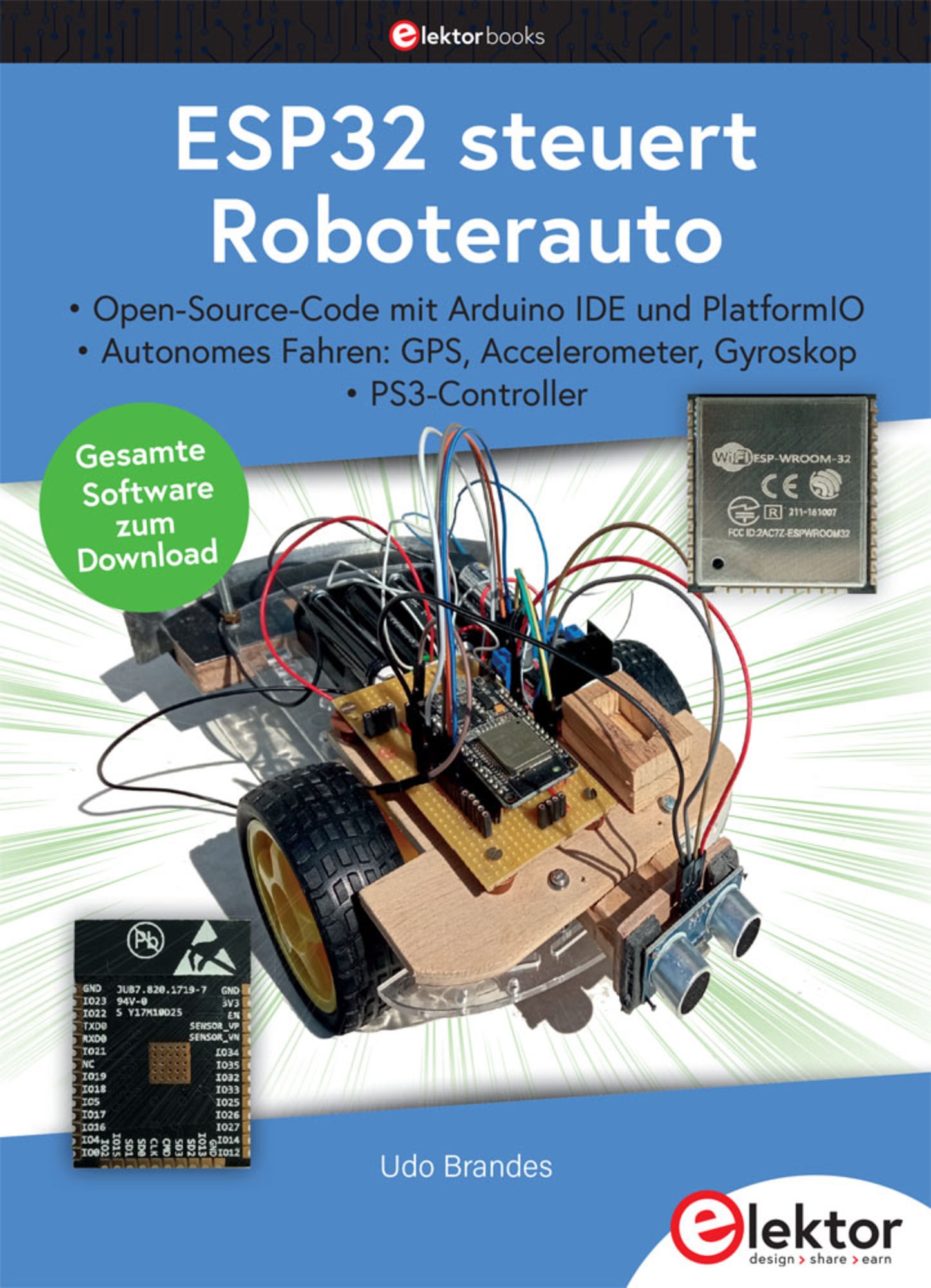 'ESP32 steuert Roboterauto' von 'Udo Brandes' - Buch - '978-3-89576-521-6'