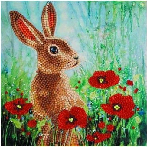 Craft Buddy CCK-A101 - Crystal Art Card Kit, Wild Poppies and the Hare ...