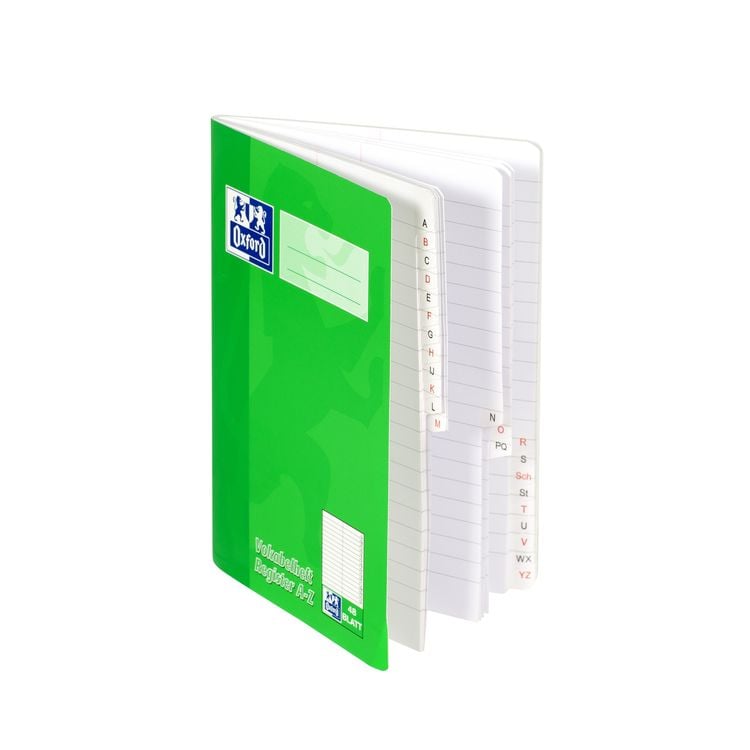 OXFORD Vokabelheft mit Register A5, 48 Blatt, mit Register A-Z, 90 g/m² ...