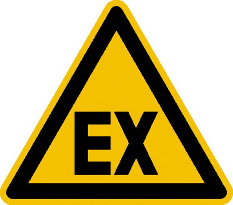 Warnschild Explosionsfähige Atmosphäre Folie selbstklebend 200mm 1St ...
