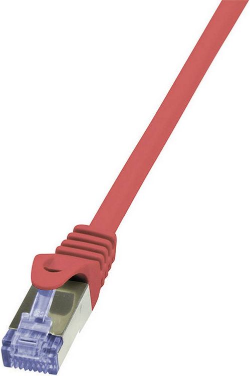 LogiLink CQ3064S RJ45 Netzwerkkabel, Patchkabel CAT 6a S/FTP 3.00 m Rot Flammwidrig, mit ...