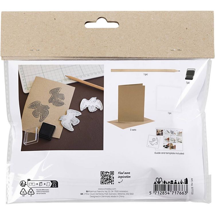 Creativ Company Mini Kreativ Set Stempeldruck, Karte mit Tauben, Beige ...