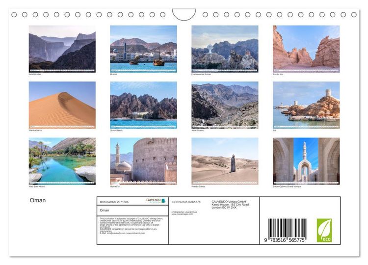 "Oman (Wall Calendar 2026 DIN A4 landscape), CALVENDO 12 Month Wall ...