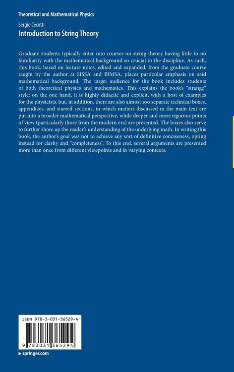 "Introduction to String Theory" von Sergio Cecotti Buch auf Englisch ...