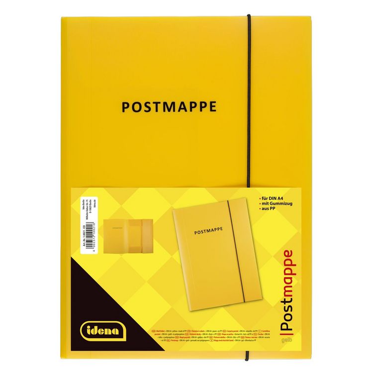 Idena Postmappe mit Gummizug PP gelb DIN A4, aus Kunststoff - Mappen ...