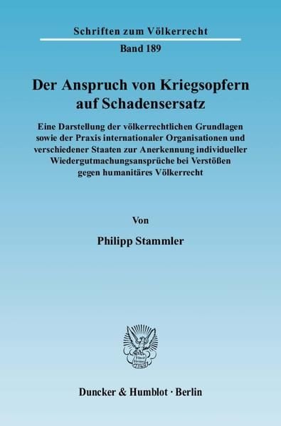 "Der Anspruch von Kriegsopfern auf Schadensersatz." online kaufen