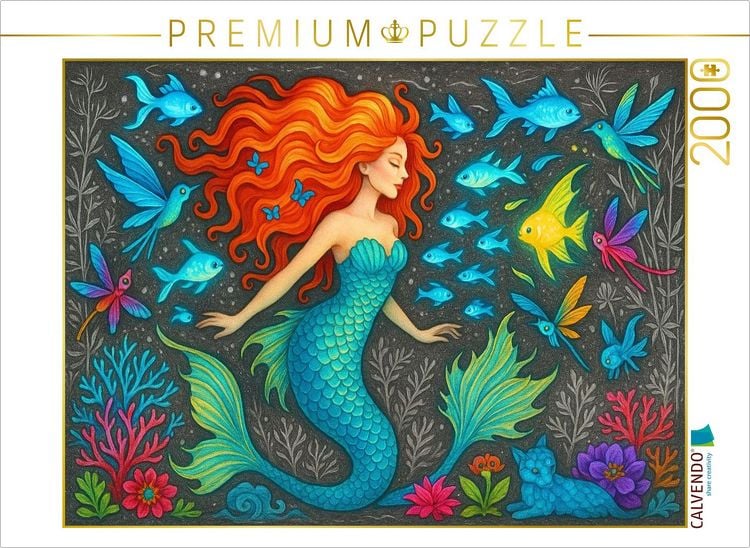 CALVENDO Puzzle Meerjungfrau und Leuchtfische | 2000 Teile Lege-Größe ...