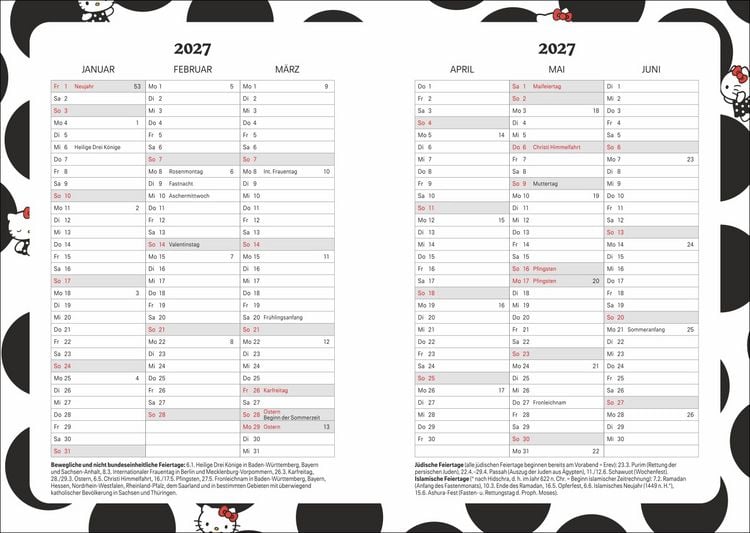 "Hello Kitty 17-Monats-Kalenderbuch A5 2027 - 17 Monate. Von August ...