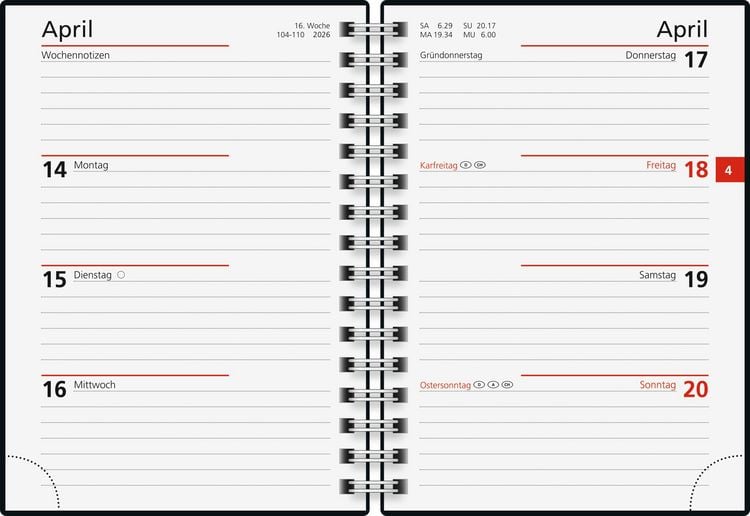 "Rido/idé 7013102306 | Taschenkalender Mod. perfect/Technik I 2026 | A6 ...