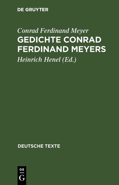 "Gedichte Conrad Ferdinand Meyers" von Conrad Ferdinand Meyer bei ...