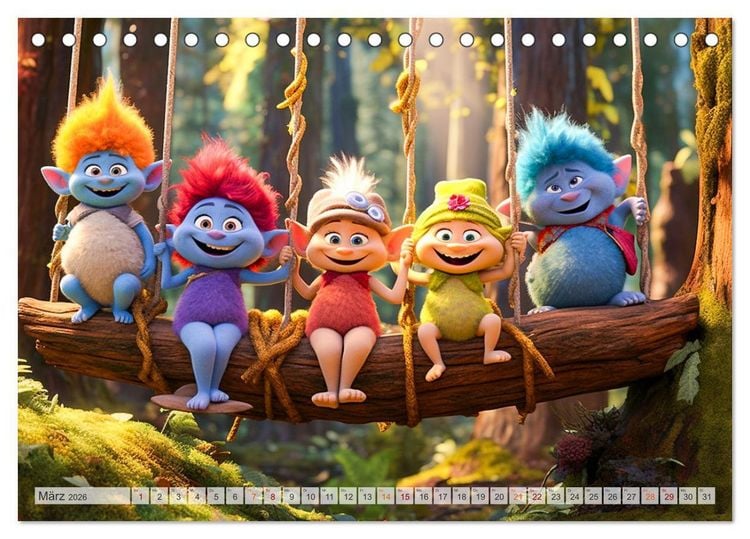 "Die bunte Welt der Trolle (Tischkalender 2026 DIN A5 quer), CALVENDO ...