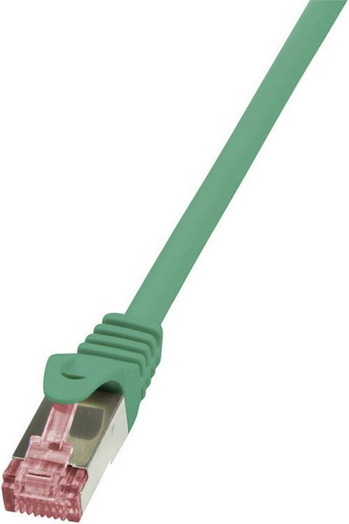 LogiLink CQ2065S RJ45 Netzwerkkabel, Patchkabel CAT 6 S/FTP 3.00 m Grün Flammwidrig, mit ...