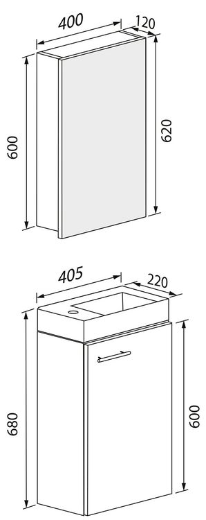3-tlg Gäste WC Waschplatz Waschtisch Slito Schrank kaufen