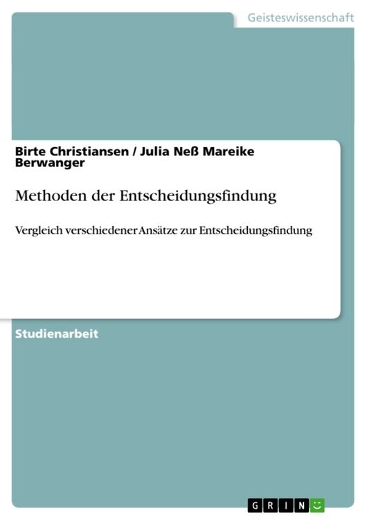 "Methoden der Entscheidungsfindung" online kaufen