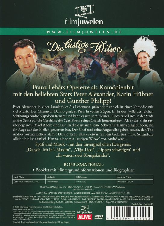 Peter Alexander - Die lustige Witwe/Filmjuwelen von Werner Jacobs - DVD ...