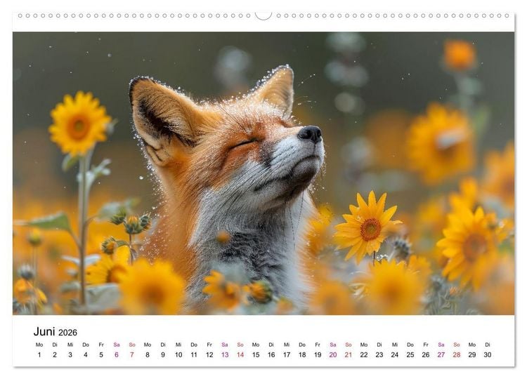 "Fuchs - schöne Momente (hochwertiger Premium Wandkalender 2026 DIN A2 quer), Kunstdruck in ...