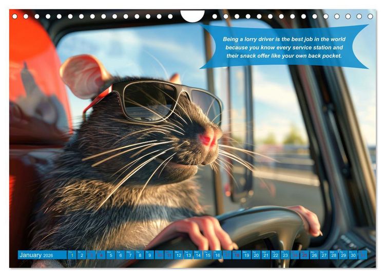 "Funny charming animals as truck drivers (Wall Calendar 2026 DIN A4 ...