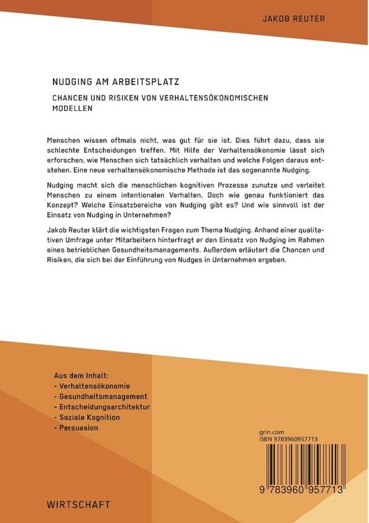 "Nudging am Arbeitsplatz. Chancen und Risiken von ...