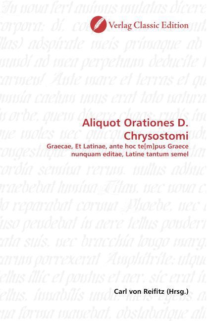 "Aliquot Orationes D. Chrysostomi" online kaufen