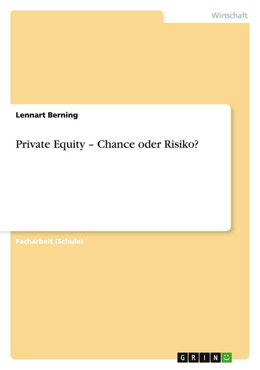 "Private Equity - Chance oder Risiko?" online kaufen