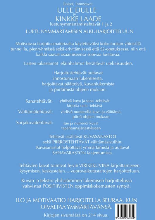 Ulle Dulle ja Kinkke Laade luetunymmärtämistehtäväkirjat 1 ja 2 online ...