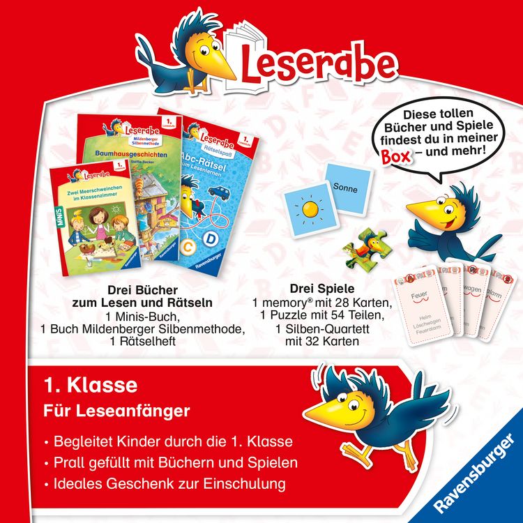 Deine große Leseraben-Box - lesen lernen mit Spaß 1. Klasse - Erstlesebücher, Spiele, Sticker ...