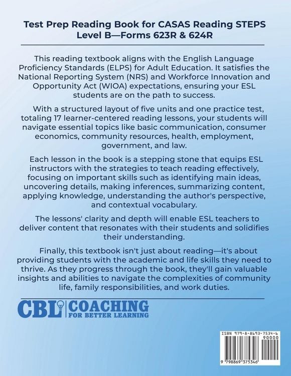 Test Prep Reading Book for CASAS Reading STEPS Level B, Forms 623R ...