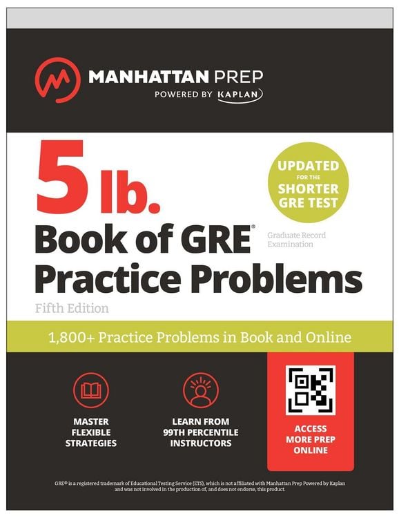 "5 lb. Book of GRE Practice Problems: 1,400+ Practice Problems in Book ...