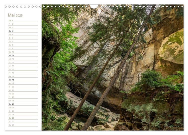 "Höhlen, Grotten, Boofen - Elbsandstein (Wandkalender 2025 DIN A3 quer ...