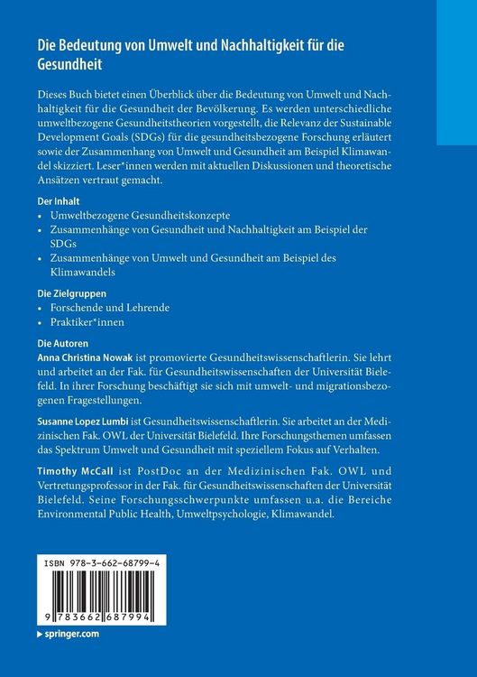 "Die Bedeutung von Umwelt und Nachhaltigkeit für die Gesundheit" online kaufen