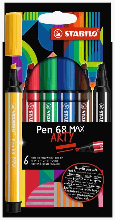 STABILO Filzstift Pen 68 MAX mit dicker Keilspitze, 6er Set ...