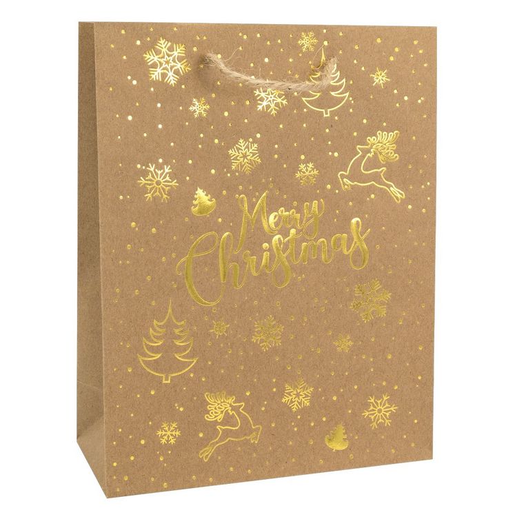 Idena Geschenktasche Weihnachten Merry Christmas Kraftpapier braun ...
