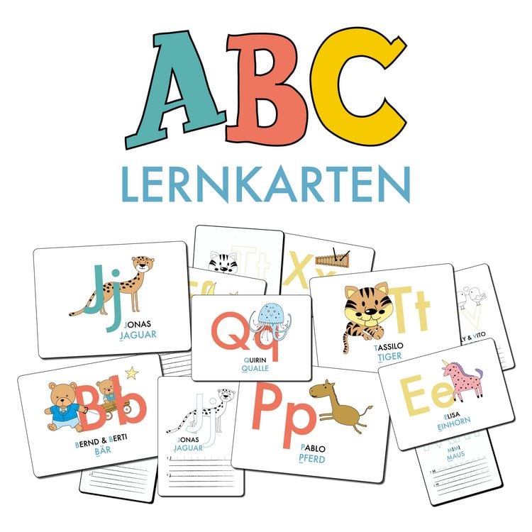 ABC-Lernkarten der Tiere, Bildkarten, Wortkarten, Flash Cards mit Groß ...