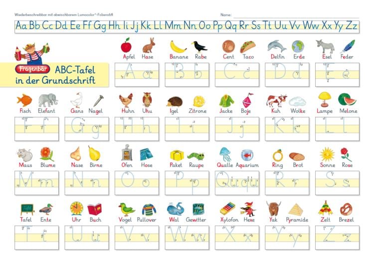 Fragenbär-Lerntafel: ABC-Tafel in der Grundschrift, 32 x 22,5 cm online ...
