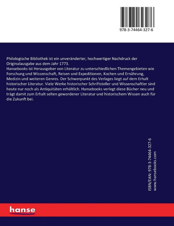 "Philologische Bibliothek" online kaufen