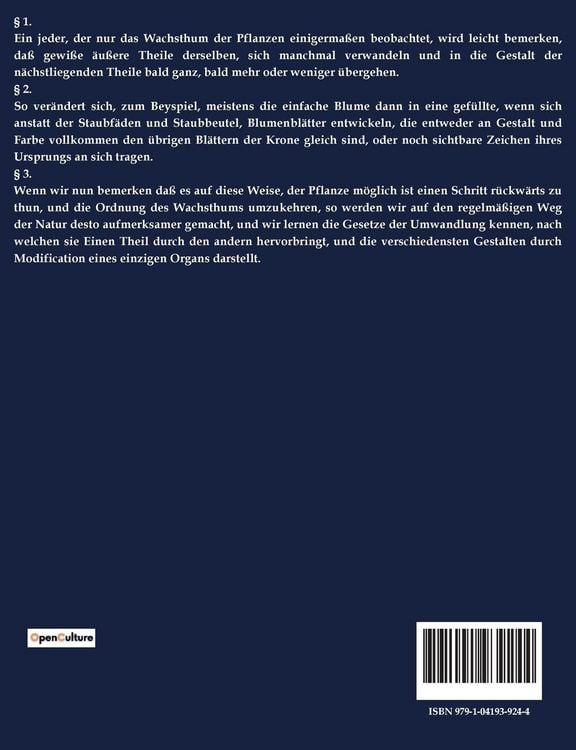 "Der Versuch die Metamorphose der Pflanzen zu erklären" online kaufen