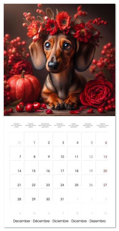 "Dachshund Joy and Flower Beauty (Wall Calendar 2026 12 × 12 Inch ...