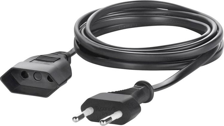 Sygonix SY-5042686 Strom Verlängerungskabel Schwarz 5.00m H03VVH2-F 2X ...